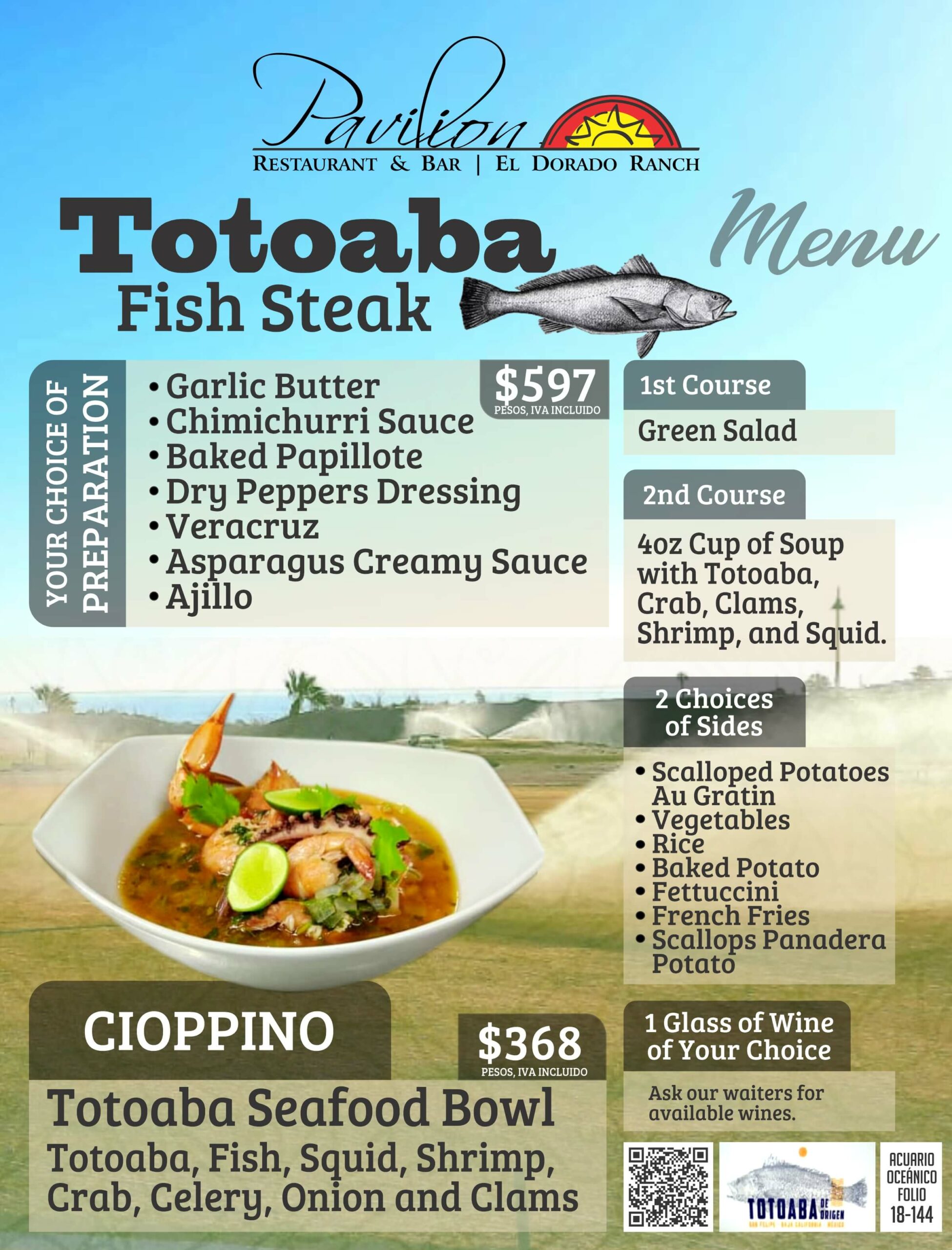 Pavilion - Totoaba Menu - El Dorado Ranch